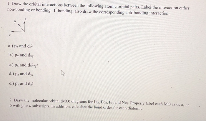 Solved 1. Draw the orbital interactions between the | Chegg.com