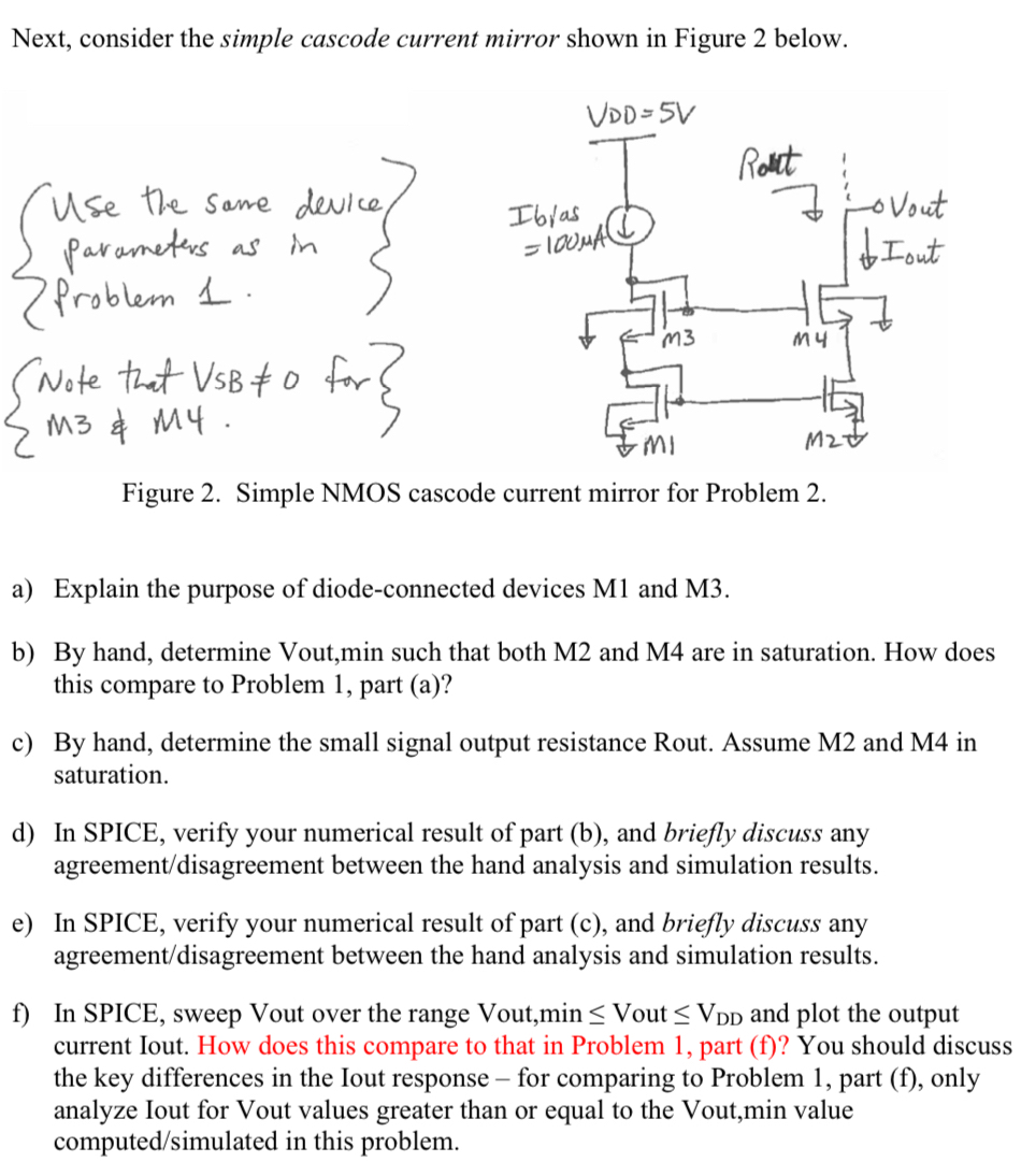 Solved Next, consider the simple cascode current mirror | Chegg.com