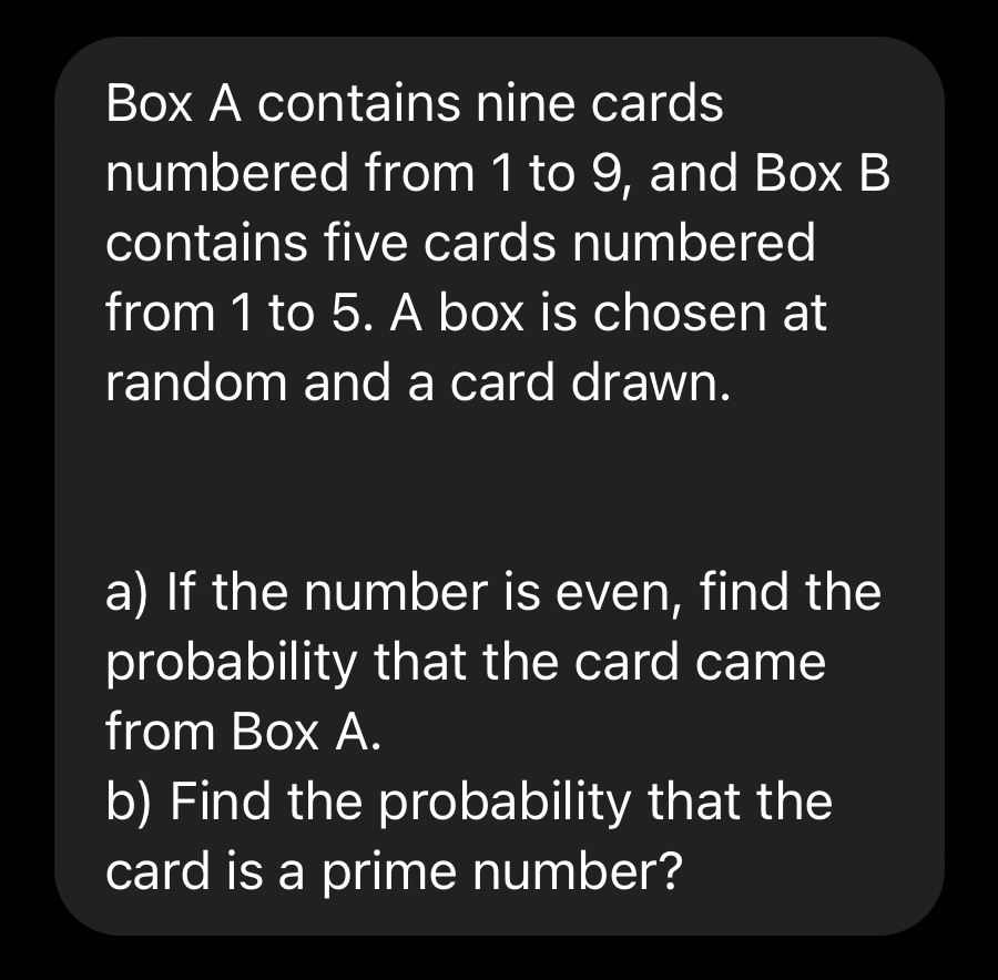 Solved Box A contains nine cards numbered from 1 ﻿to 9, ﻿and | Chegg.com