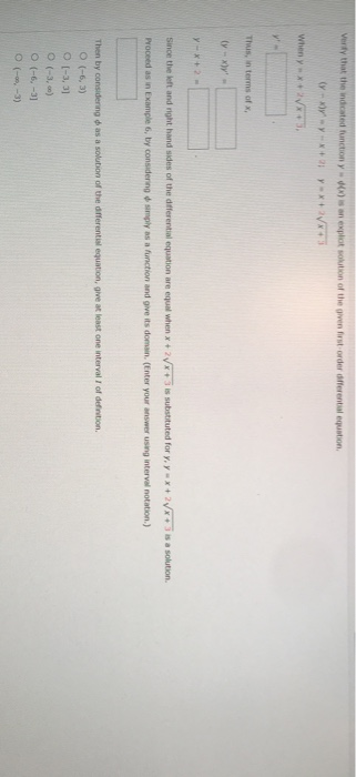 Solved Verify That The Indicated Function Y Is An Explicit