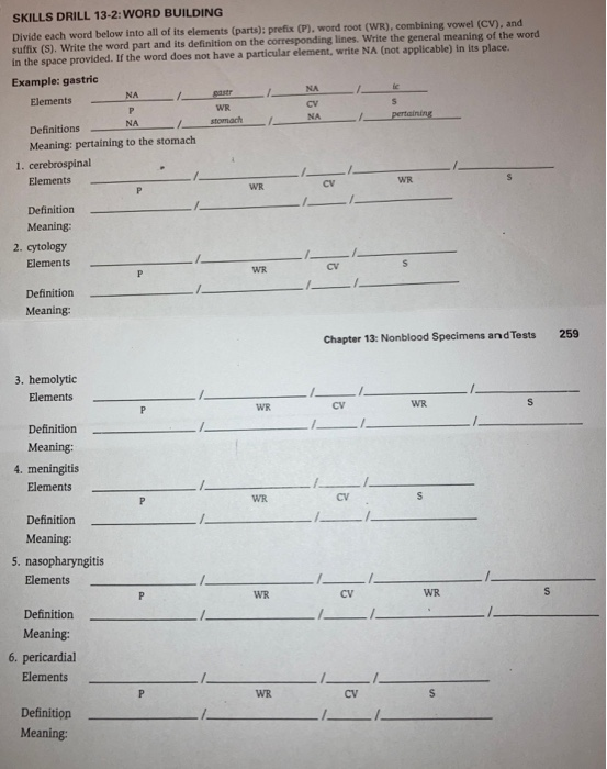 Solved SKILLS DRILL 13-2: WORD BUILDING Divide each word | Chegg.com