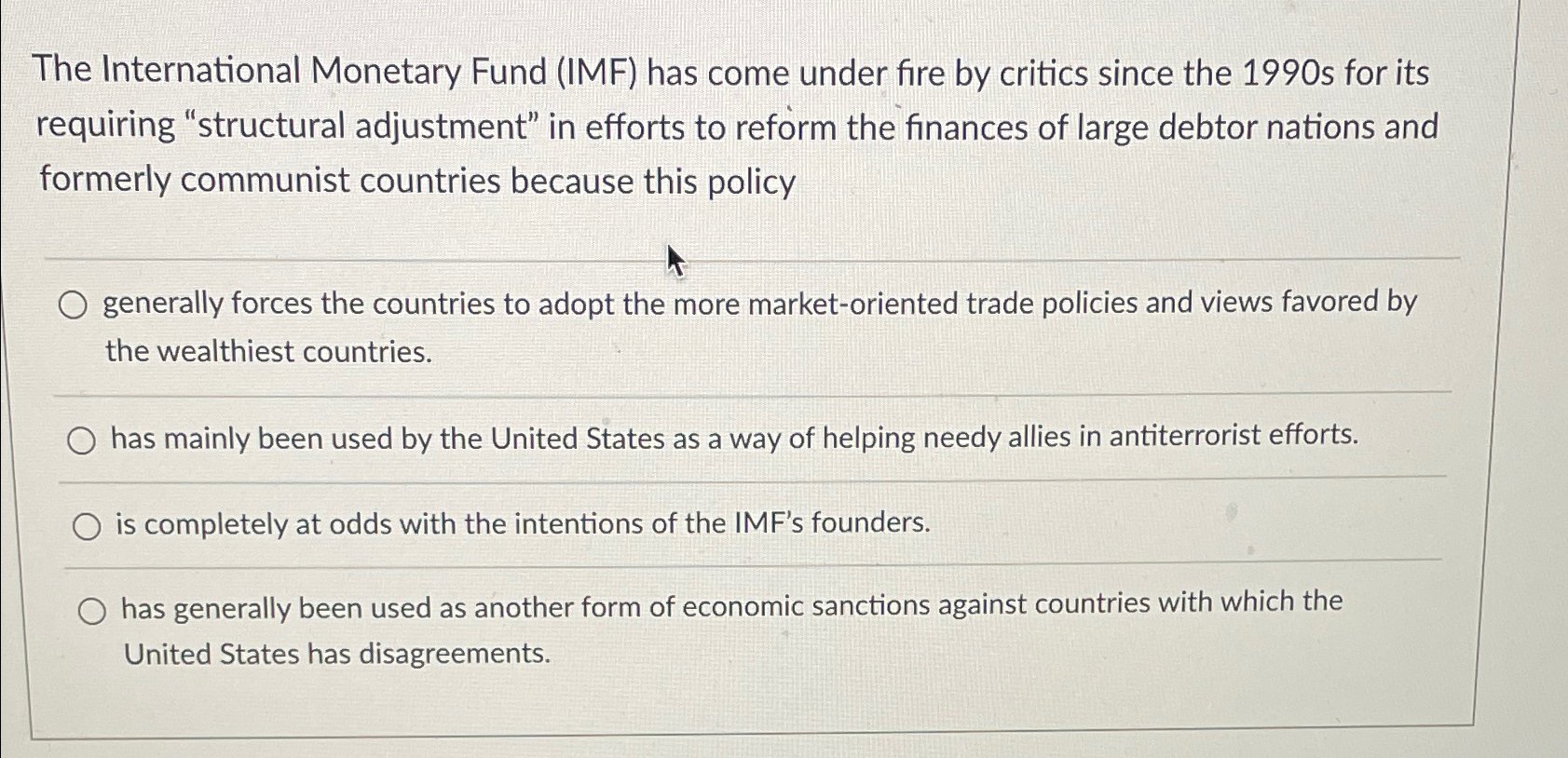 Solved The International Monetary Fund (IMF) ﻿has come under | Chegg.com