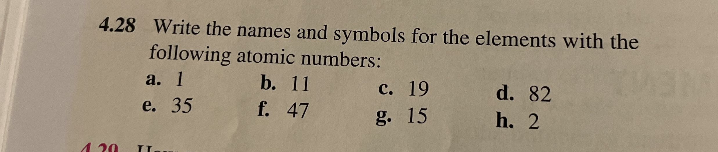4.28 ﻿Write the names and symbols for the elements | Chegg.com