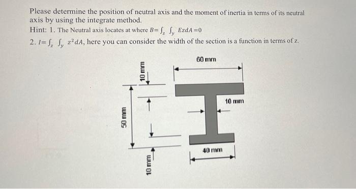 Solved Please determine the position of neutral axis and the | Chegg.com
