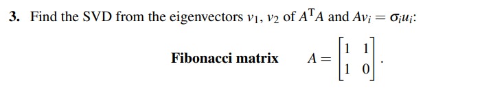 Solved Find the SVD from the eigenvectors v1,v2 ﻿of ATA and | Chegg.com