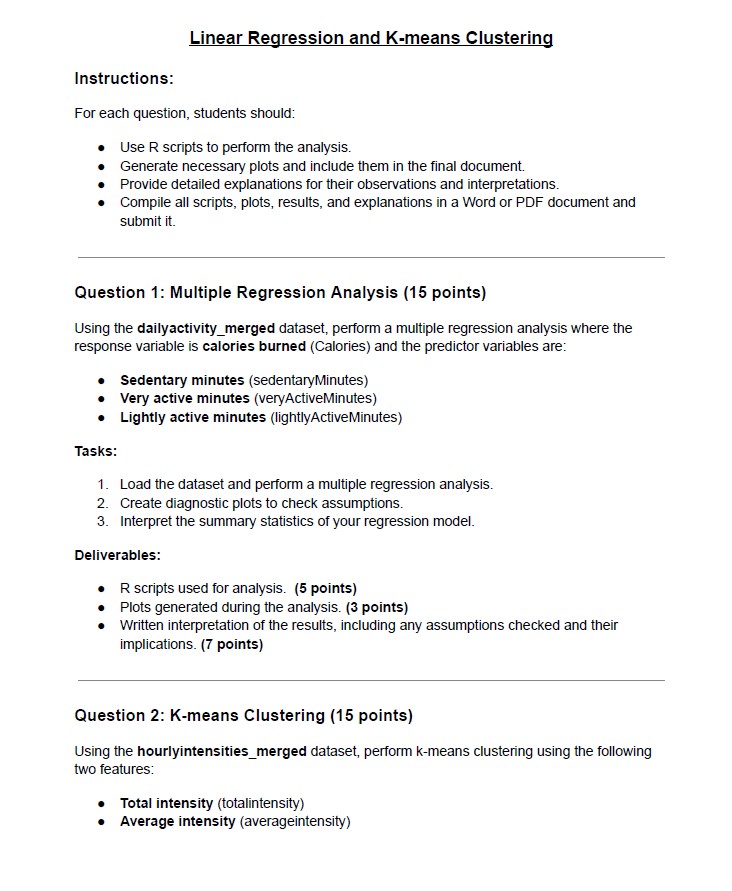 Solved Linear Regression and K-means | Chegg.com