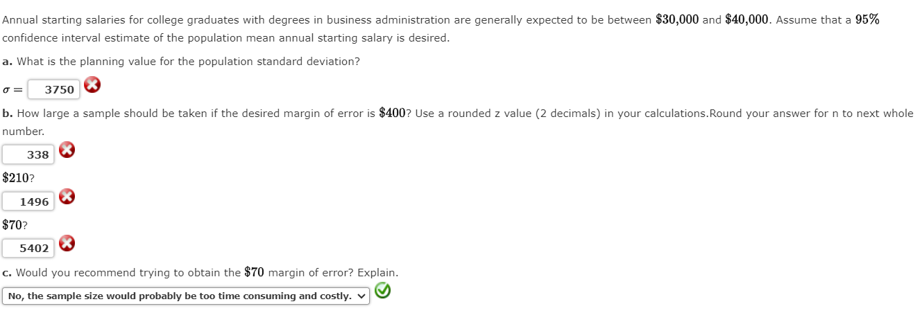Solved solve the problem Annual starting salaries for | Chegg.com