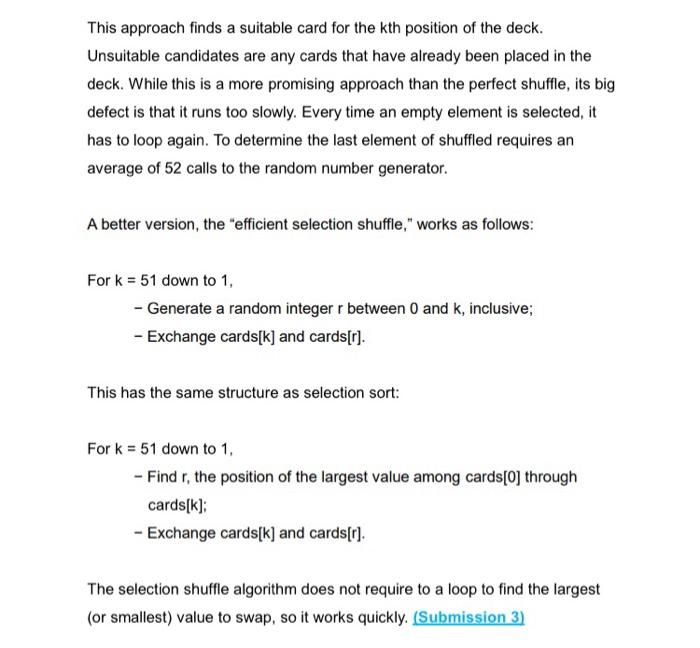 Solved B Selection Shuffle Consider The Following Algorithm 7964