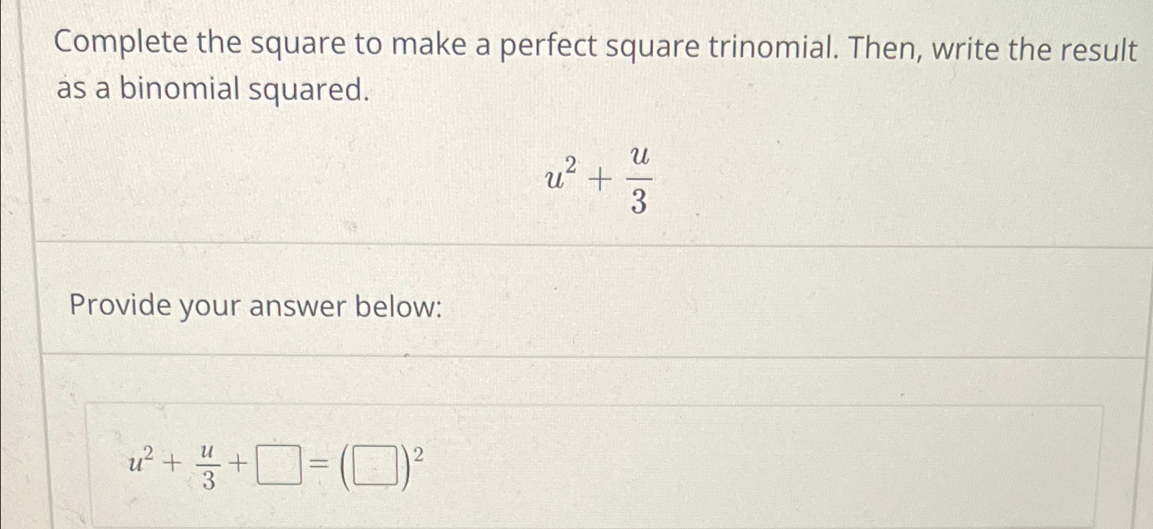 Solved Complete the square to make a perfect square | Chegg.com