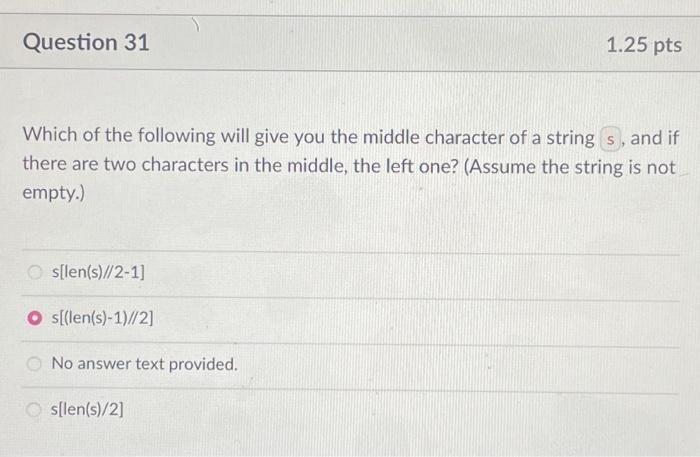 Solved which of the following will gove you the middle | Chegg.com