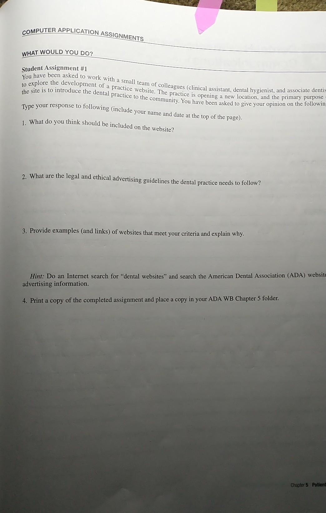 Solved Computer Application Assignments What Would You Do 
