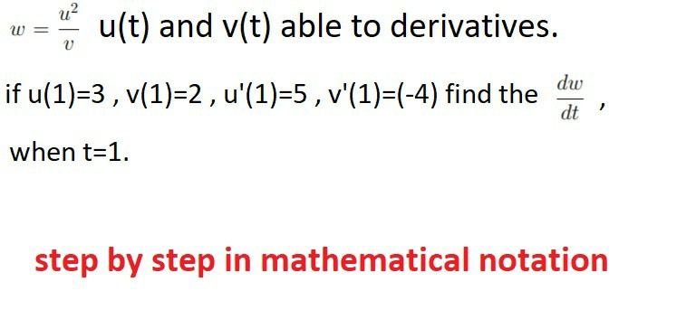 Solved u? u(t) and v(t) able to derivatives. V if u(1)=3 , | Chegg.com