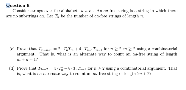 Solved Question 9:Consider strings over the alphabet | Chegg.com