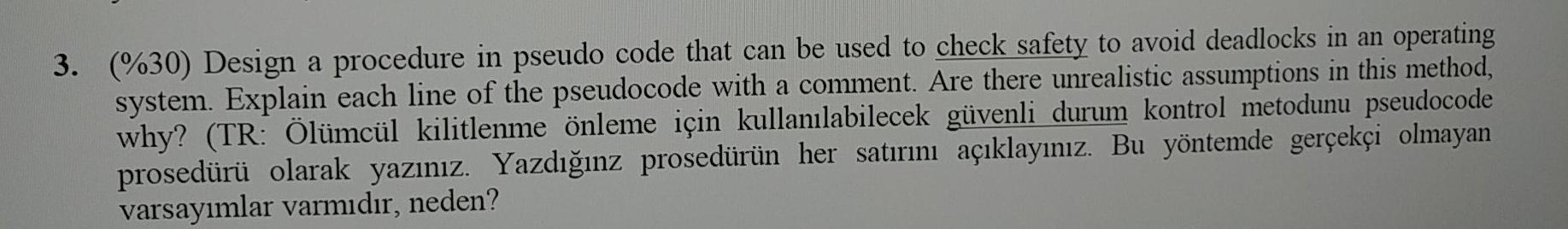 Solved 3. (%30) Design a procedure in pseudo code that can | Chegg.com