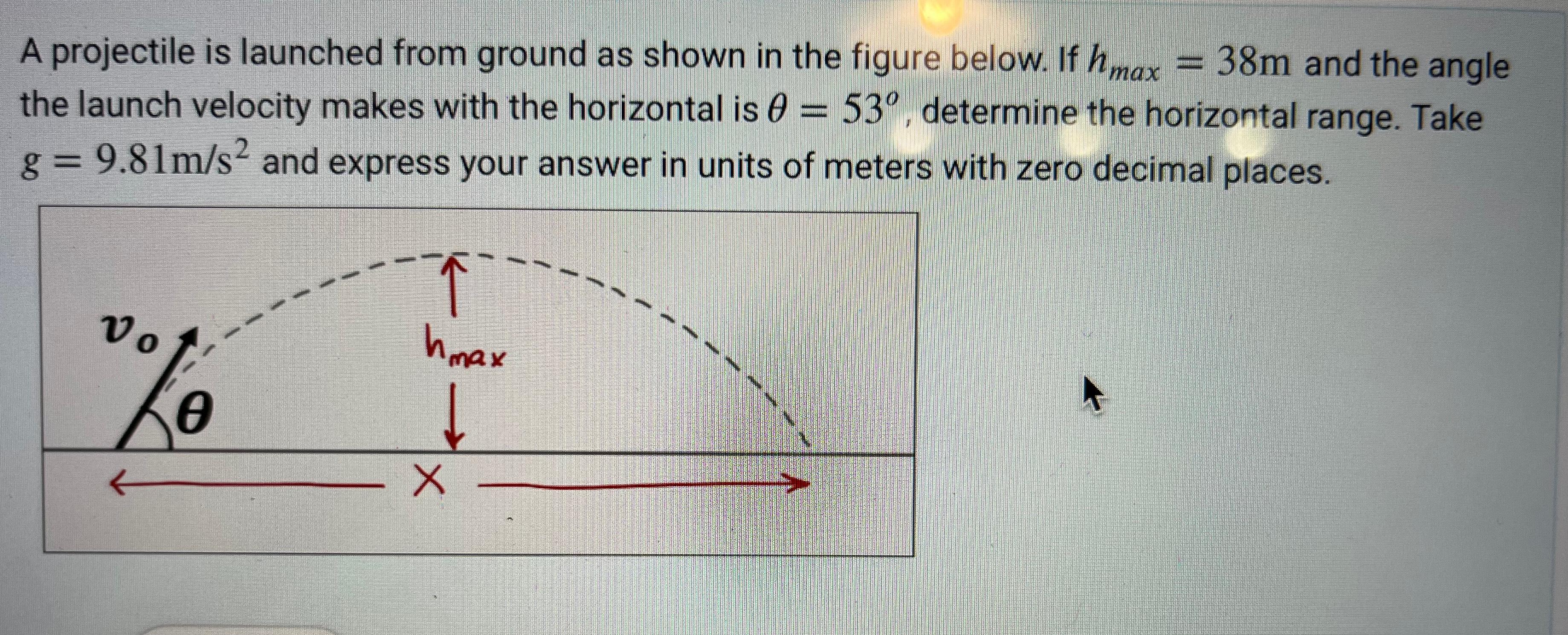 Solved A projectile is launched from ground as shown in the | Chegg.com