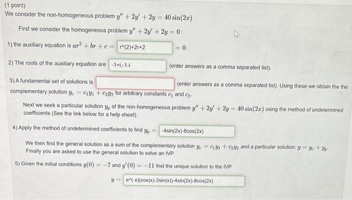 Solved (1 point) We consider the non-homogeneous problem | Chegg.com