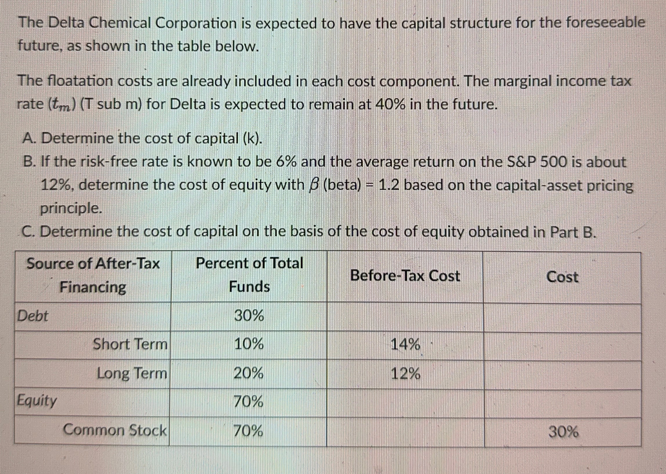 Solved The Delta Chemical Corporation is expected to have | Chegg.com