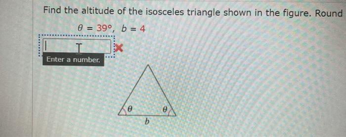 Solved Find the altitude of the isosceles triangle shown in | Chegg.com