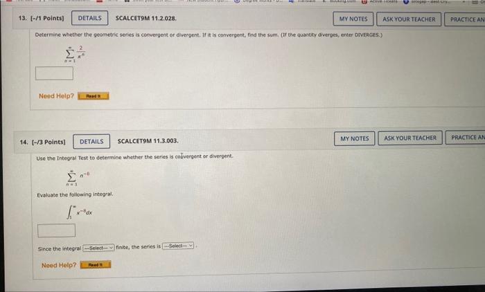 Solved [1 Poines] SCALCET9M 11.2.028. Determine whether the | Chegg.com