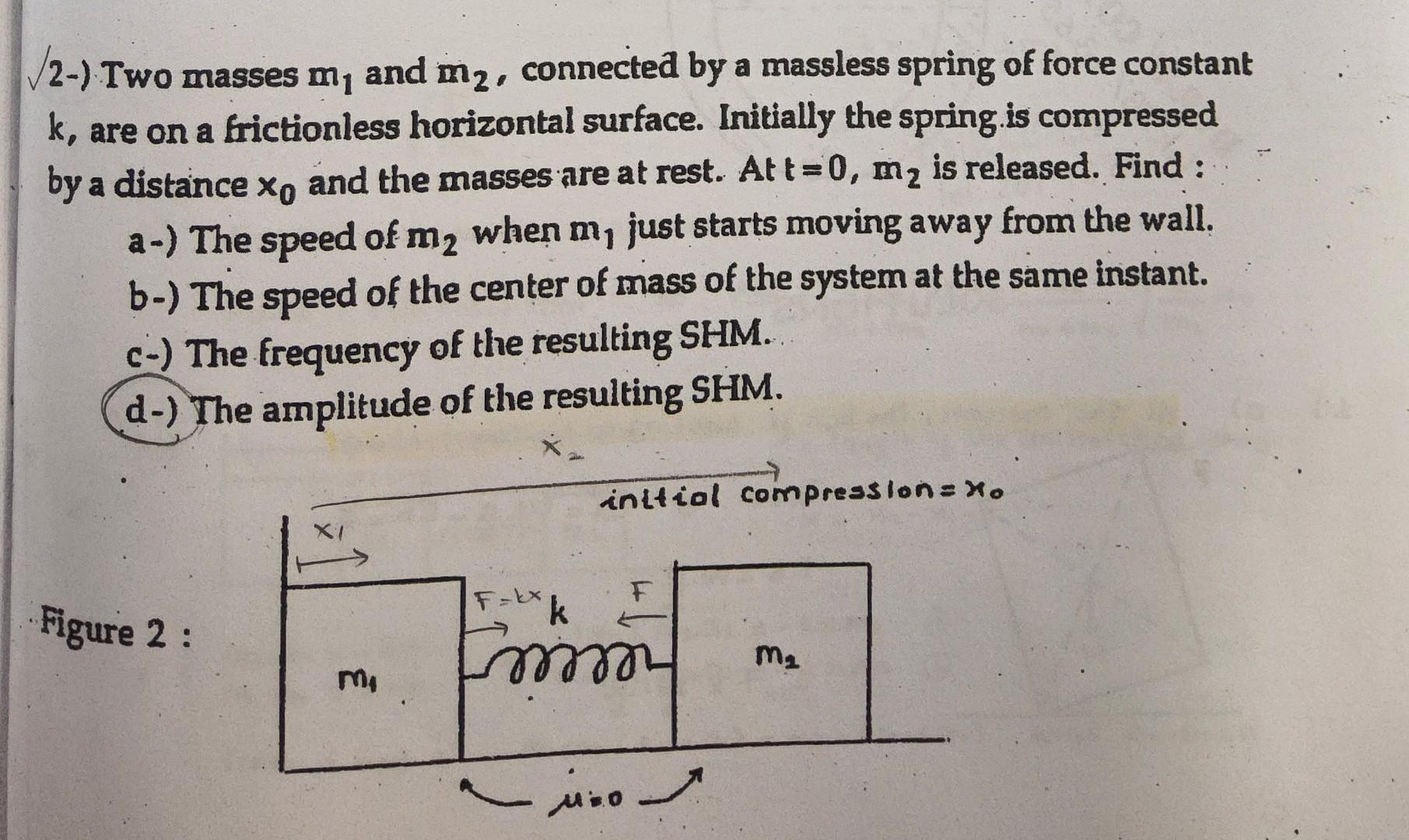 [solved] 2 Two Masses M1 And M2 Connected By A Mass