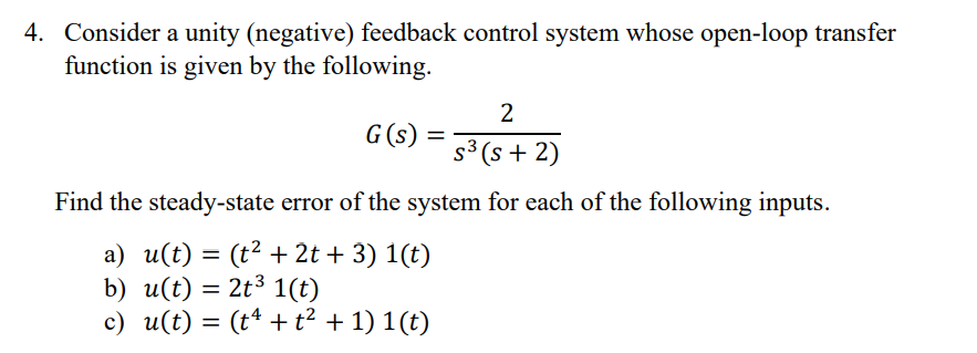 Solved Consider a unity (negative) feedback control system | Chegg.com Solved Consider a unity (negative) feedback control system | Chegg.com