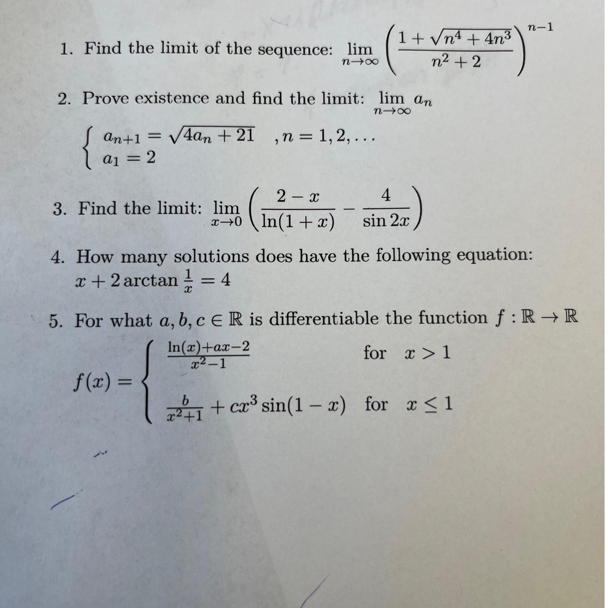 Solved Find the limit of the sequence: | Chegg.com