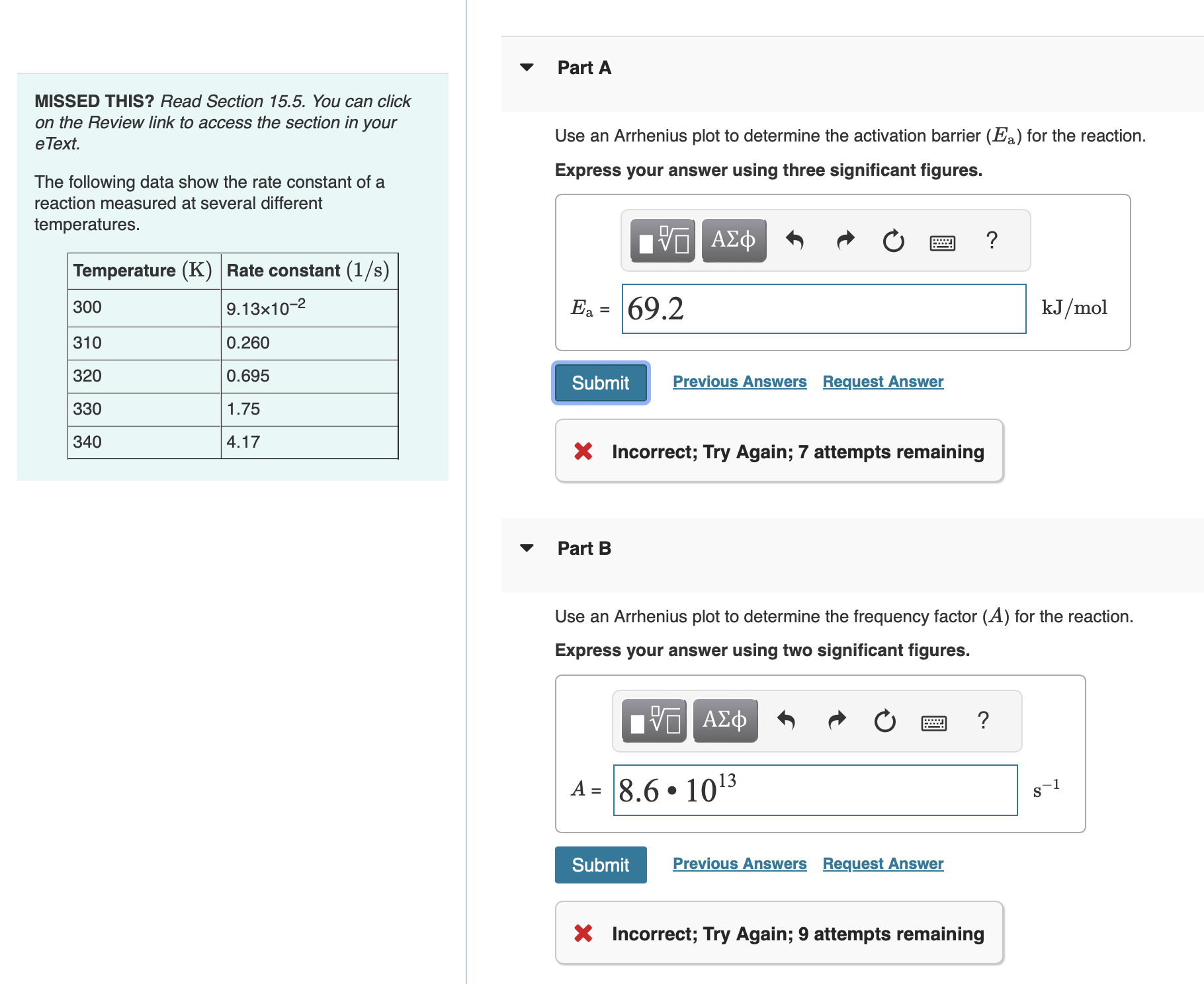 Solved MISSED THIS? Read Section 15.5. ﻿You can clickon the | Chegg.com