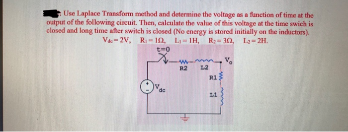 Solved Use Laplace Transform method and determine the | Chegg.com