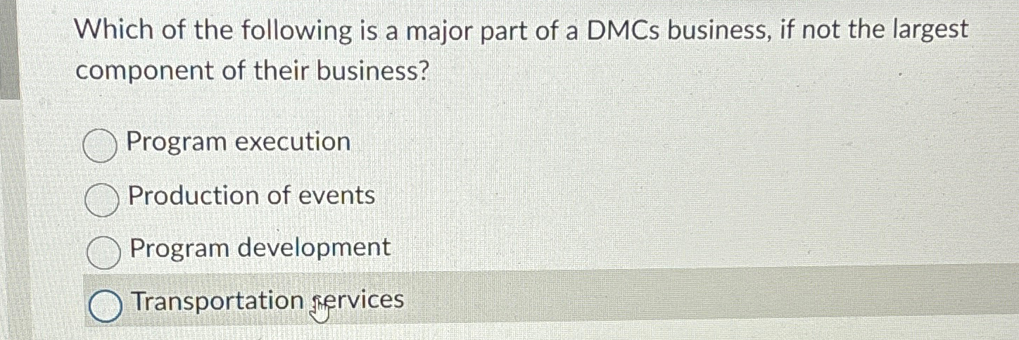Solved Which of the following is a major part of a DMCs | Chegg.com