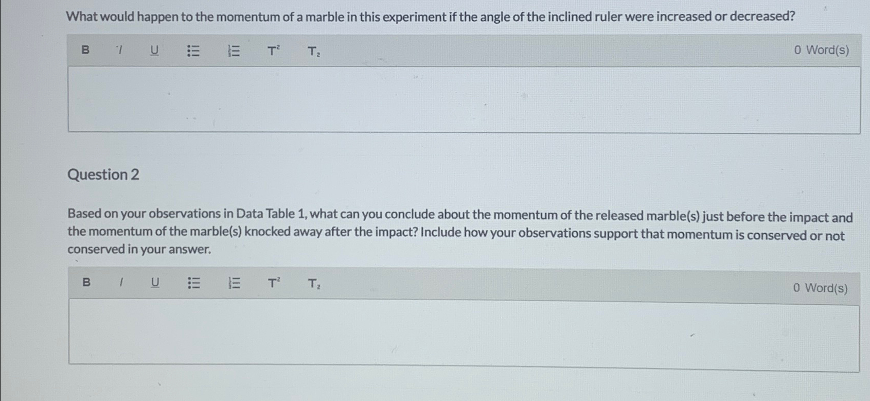 Solved What would happen to the momentum of a marble in this | Chegg.com