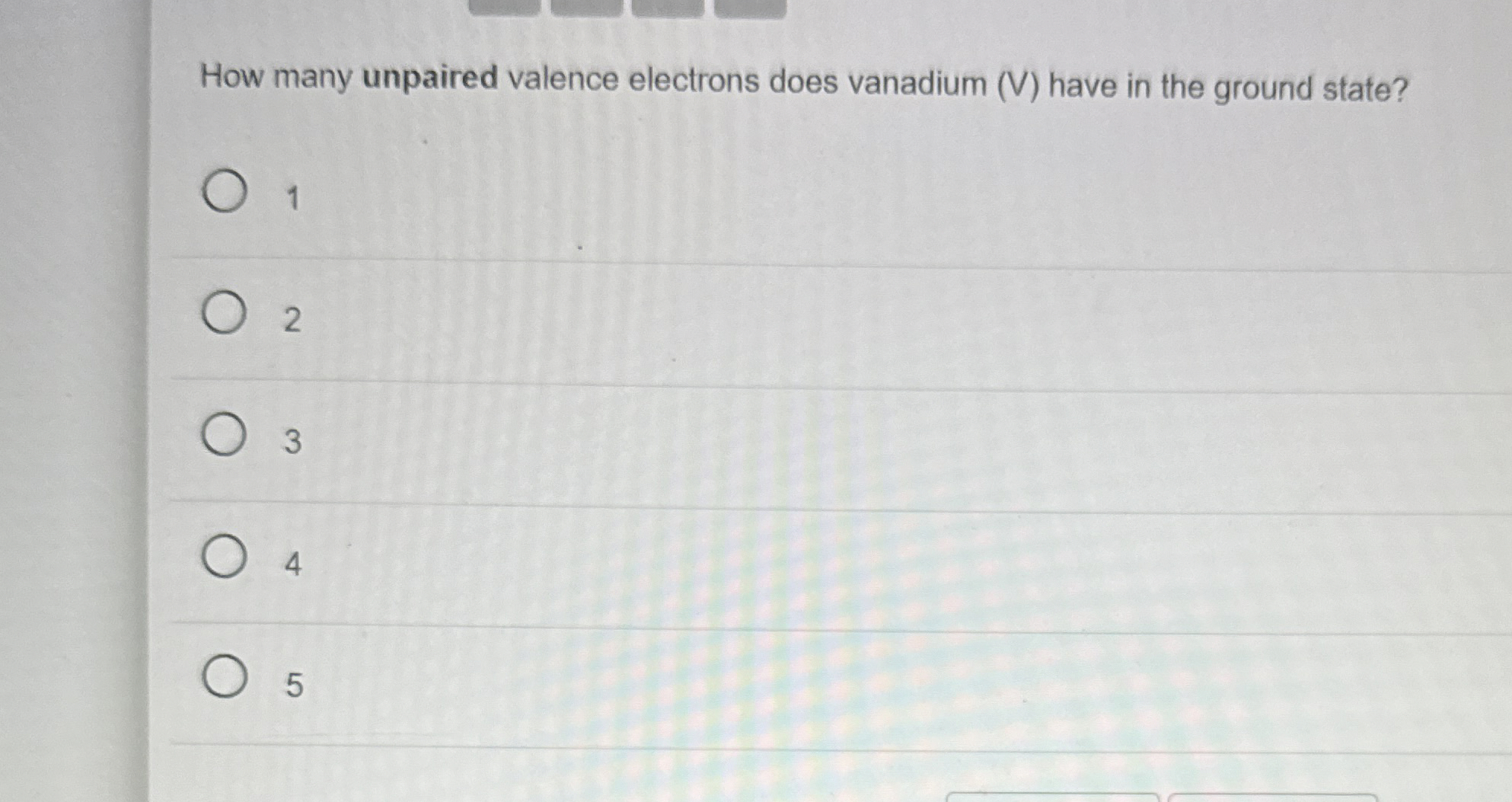Solved How many unpaired valence electrons does vanadium (V) | Chegg.com