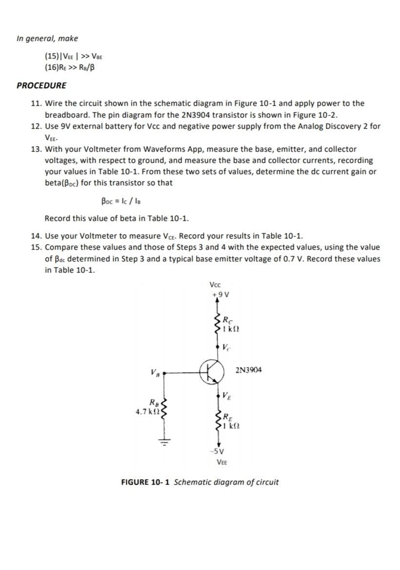 Solved 9-Transistor Base Biasing PURPOSE AND BACKGROUND The | Chegg.com