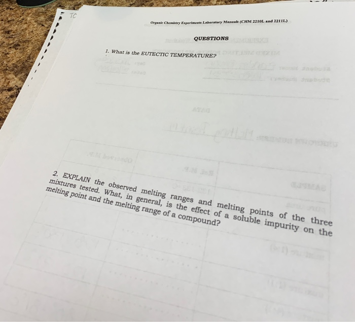 Solved Organie Chemistry Experiments Laboratory Manuals (CHM | Chegg.com