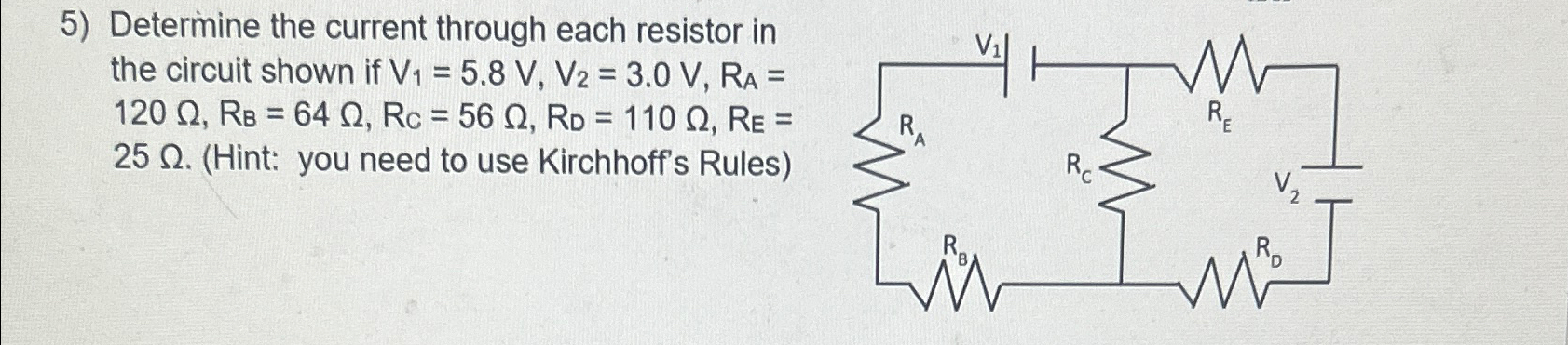 Solved Determine the current through each resistor in the | Chegg.com