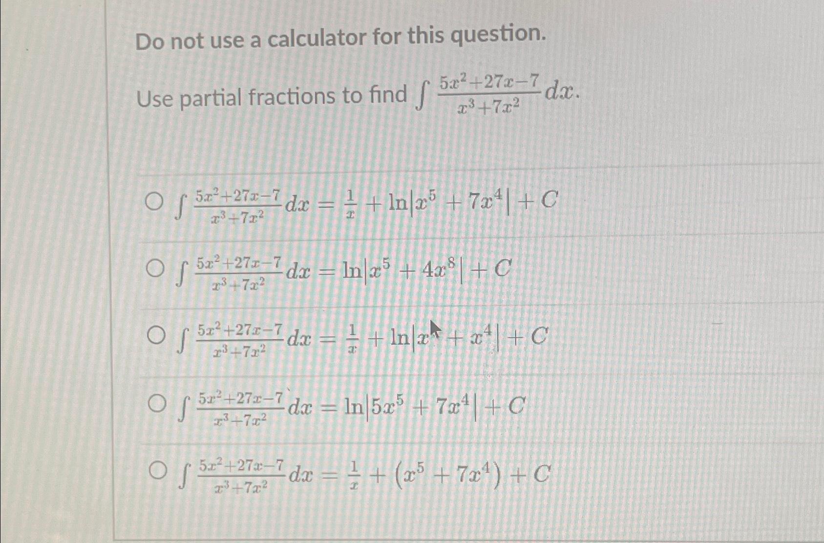 Solved Do not use a calculator for this question.Use partial | Chegg.com