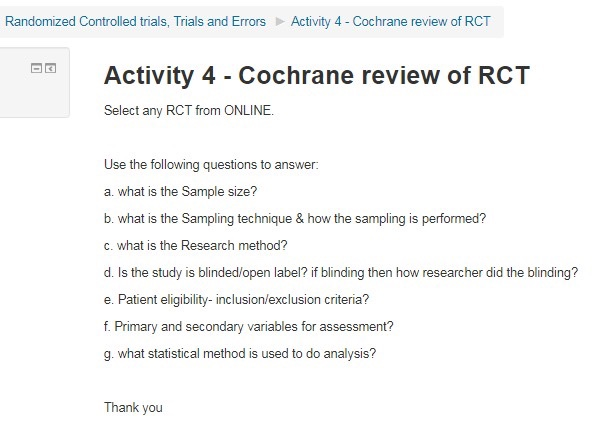 Randomized Controlled trials, Trials and Errors | Chegg.com