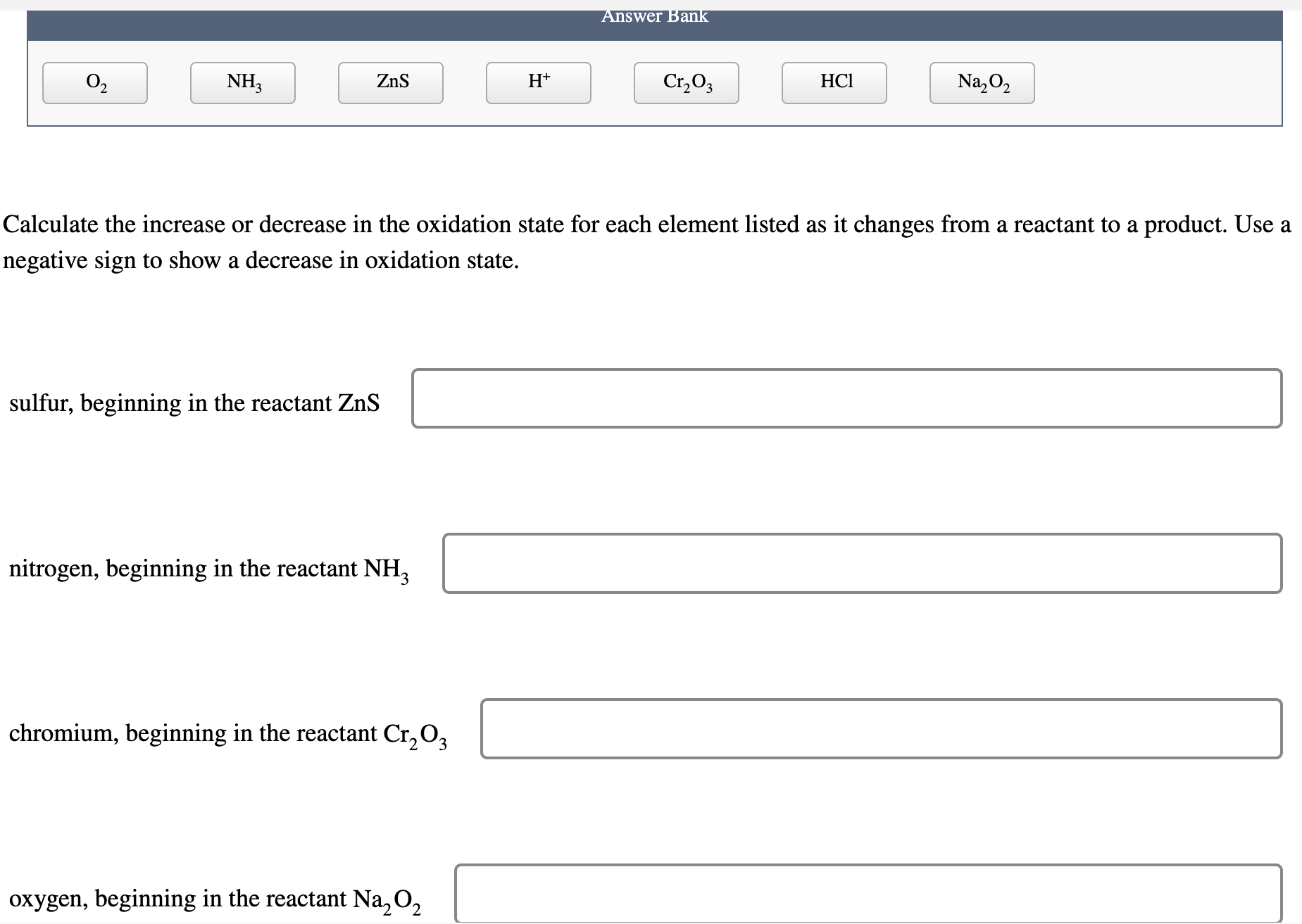Solved Calculate the increase or decrease in the oxidation | Chegg.com