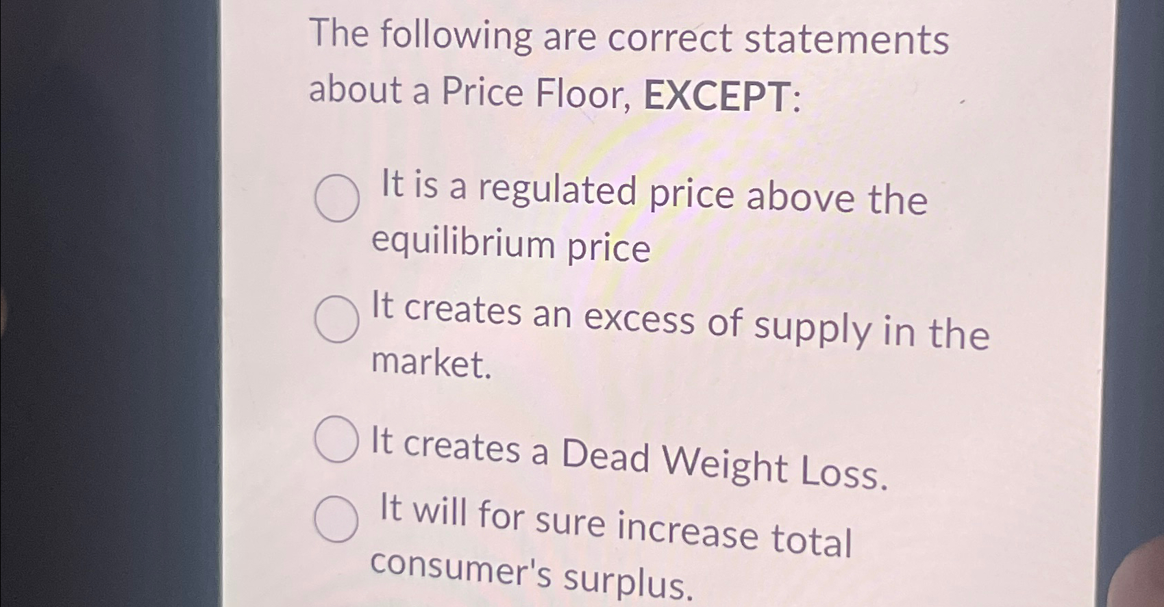 Solved The following are correct statements about a Price | Chegg.com
