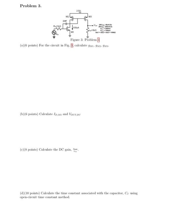 Solved Vov1 Vov2 i1≡rds2=200mV=100mV=rds3=100kΩ rigue o. | Chegg.com