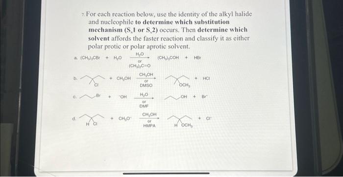 Solved 7. For each reaction below, use the identity of the | Chegg.com