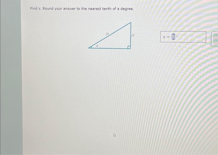 Solved Find x. Round your answer to the nearest tenth of a | Chegg.com