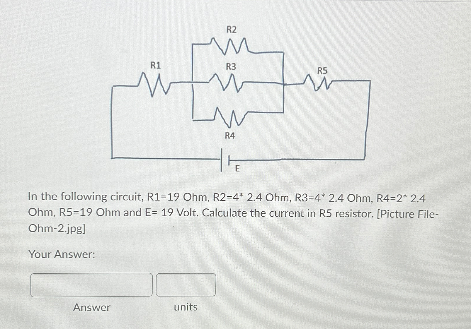 Solved In the following circuit, R1=19 ﻿Ohm, | Chegg.com