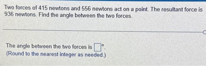 Solved Two forces act at a point in the plane. The angle | Chegg.com