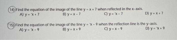 Solved (14) Find the equation of the image of the line y = x | Chegg.com