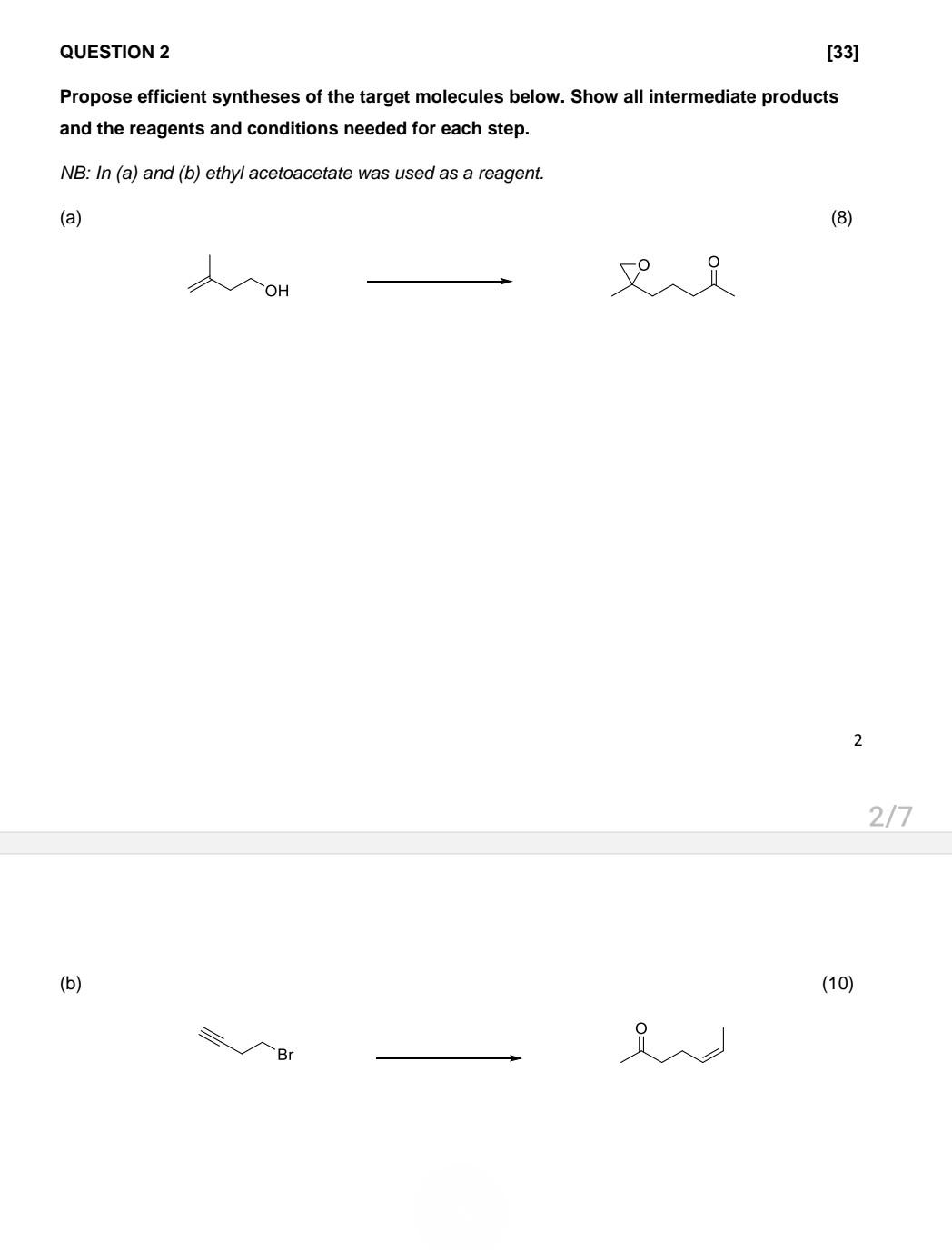 Solved QUESTION 2 [33] Propose efficient syntheses of the | Chegg.com