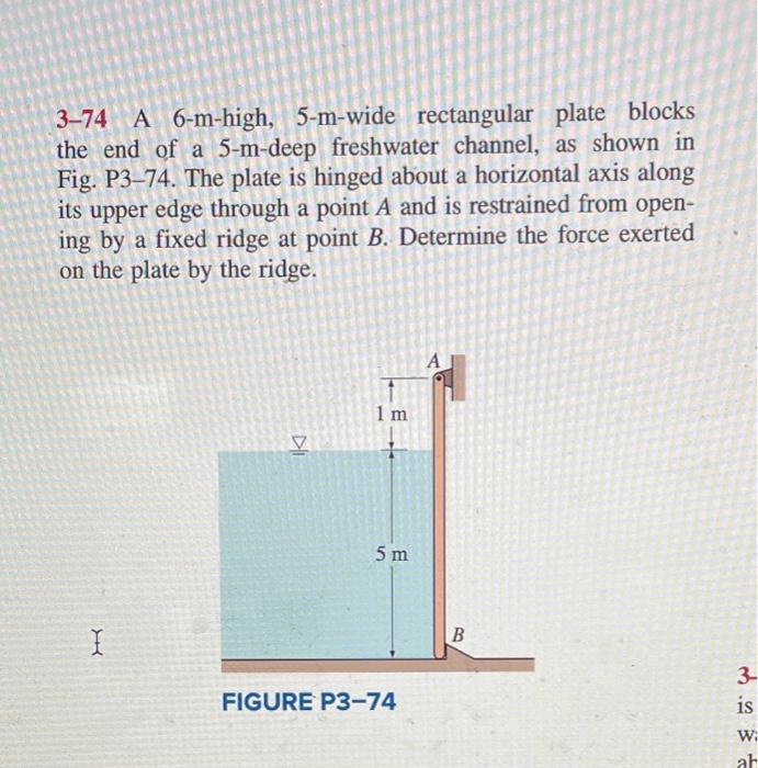 Solved 3-74 A 6-m-high, 5-m-wide rectangular plate blocks | Chegg.com