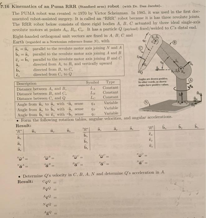 ac 6.16 Kinematics of an Puma RRR (Stanford arm) | Chegg.com