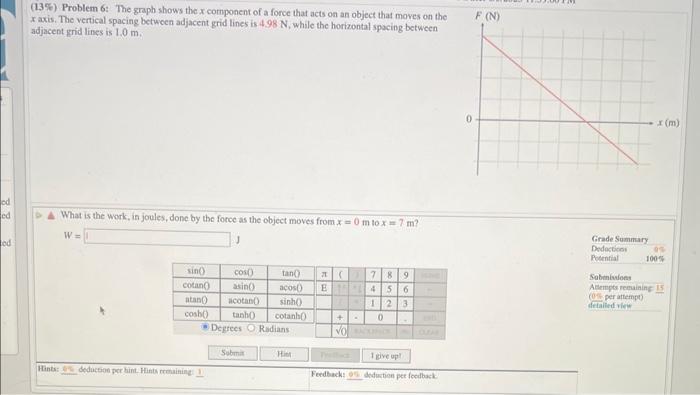 Solved (13\%) Problem 6: The graph shows the x component of | Chegg.com