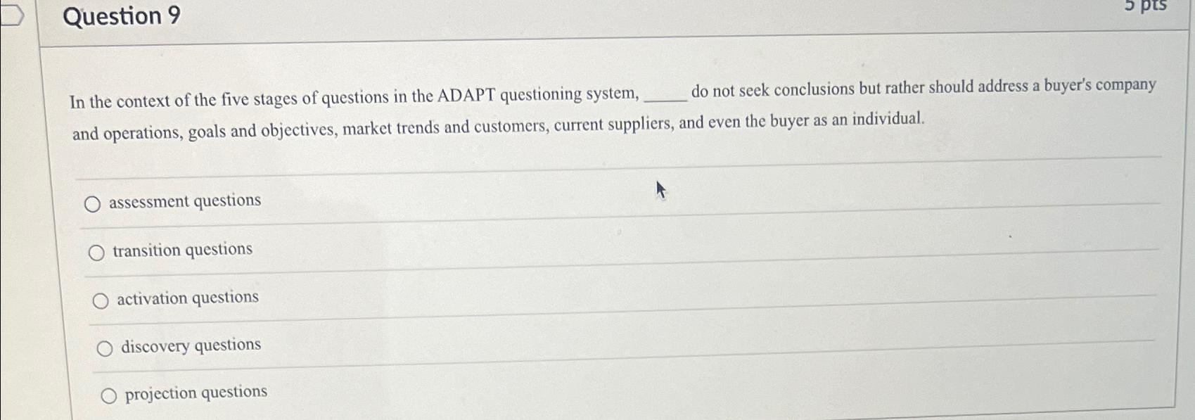 Solved Question 9In the context of the five stages of | Chegg.com