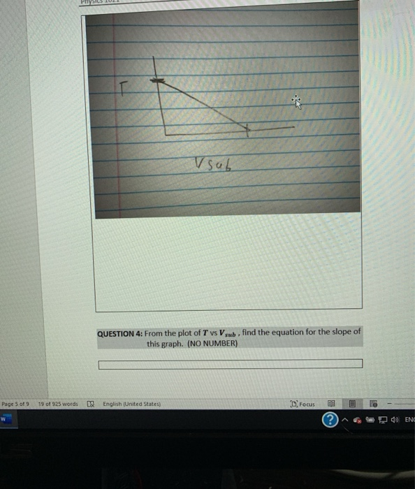 Solved V sub QUESTION 4: From the plot of T vs V sub, find | Chegg.com